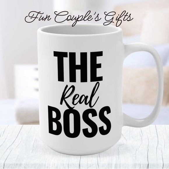 No Brand | Dining | Funny Couple Mugs Set The Boss The Real Boss Coffee ...